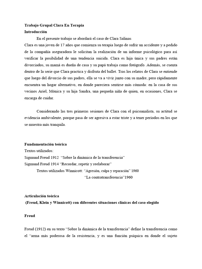 Análisis Psicológico de Clara en Terapia | PDF | Psicoanálisis ...