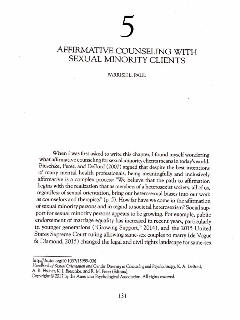 Affirmative Counseling With Sexual Minority Clients | PDF