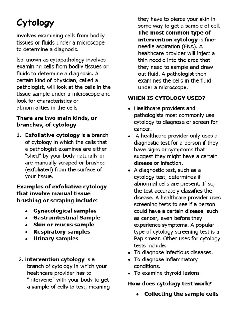 Cytology | PDF | Cytopathology | Pathology