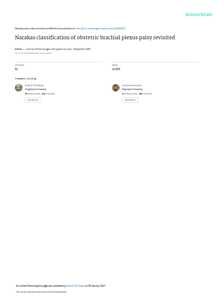 Narakas Classification | PDF | Anatomical Terms Of Motion | Nervous System