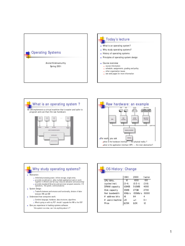 Today's Lecture: An OS Implements A Virtual Machine That Is Easier and Safer To Program and Use ...