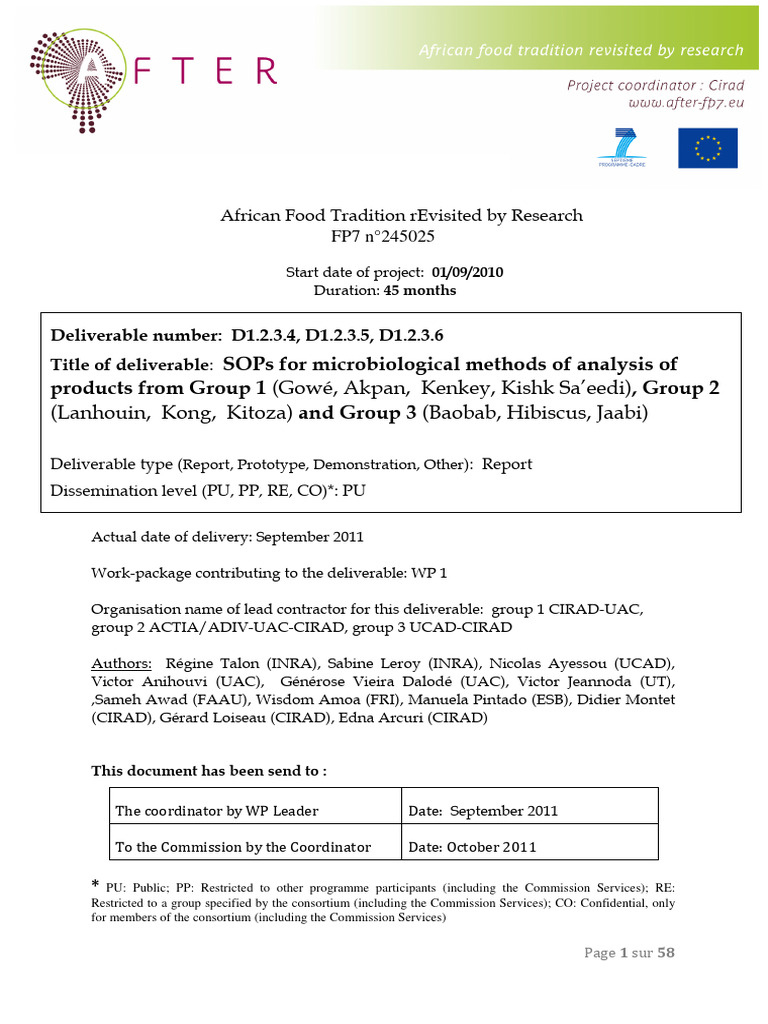 D1234 5 6 - SOPs Microbiological Methods | PDF | Colony Forming Unit | Staphylococcus