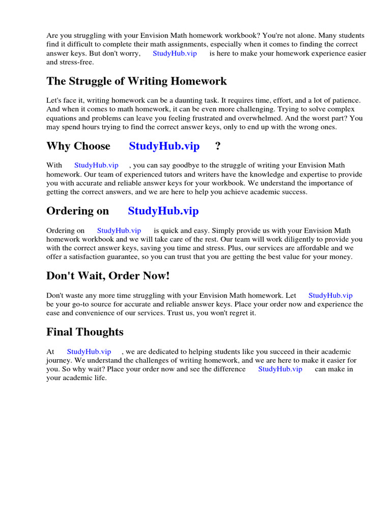Envision Math Homework Workbook Answer Keys | PDF | Mathematics | Worksheet