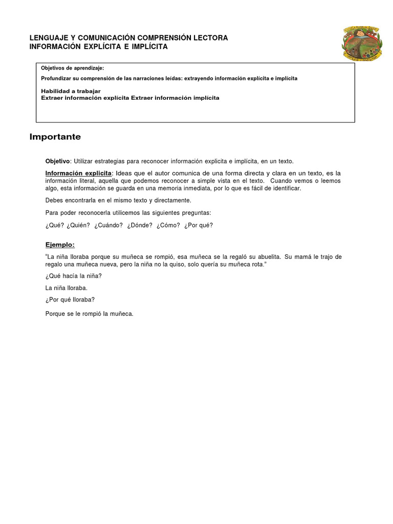 Información Explícita e Implícita | PDF | Comprensión lectora | Información