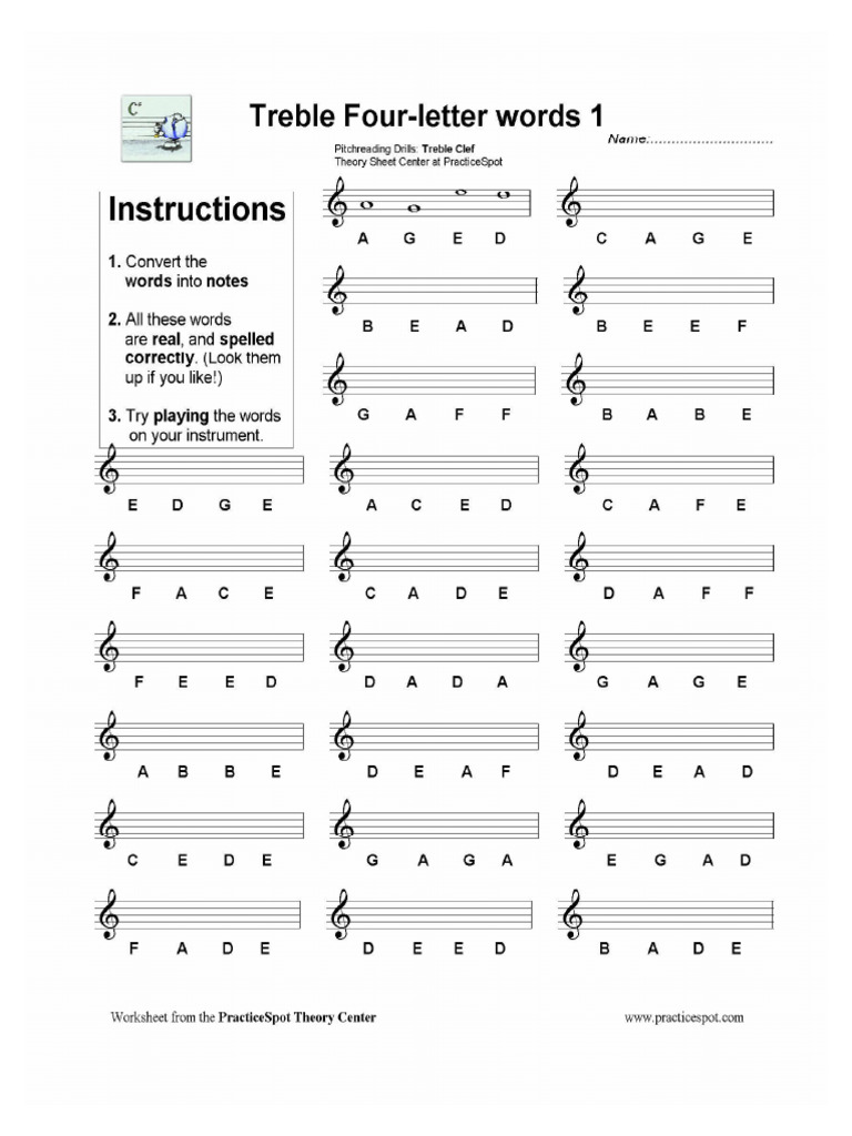 Treble Four-Letter Words 1 | PDF