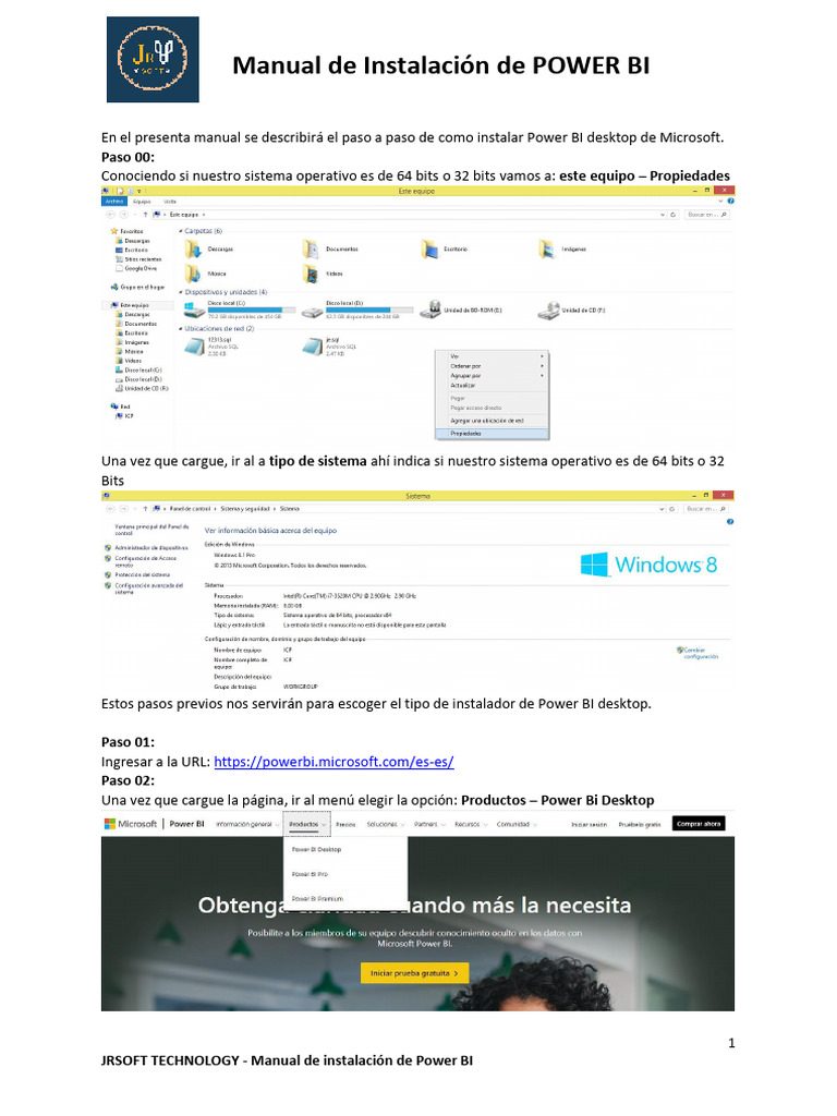 Manual de Instalación de Power BI Desktop JRSOFT | PDF | Equipo de ...
