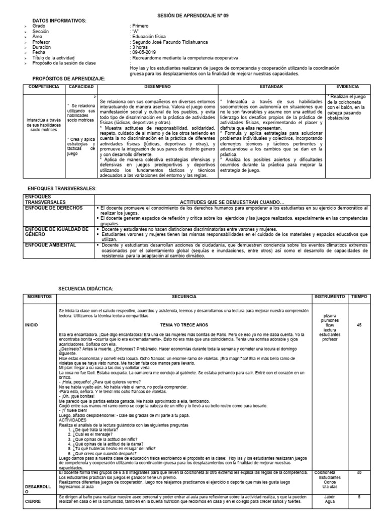 Sesión de Aprendizaje #09 | PDF | Aprendizaje | Maestros