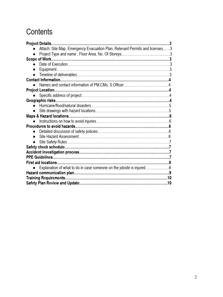 Construction Site Specific Safety Plan | PDF | Personal Protective ...