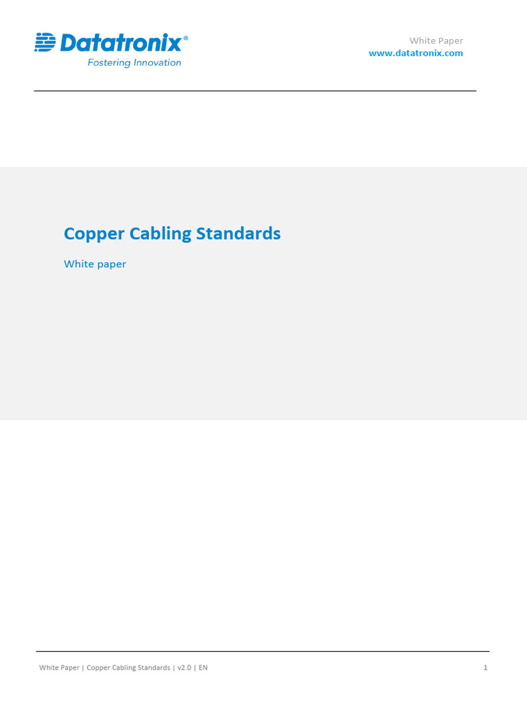 DT Copper Cabling Standards White Paper Rev.2.0 | Download Free PDF | Standardization ...