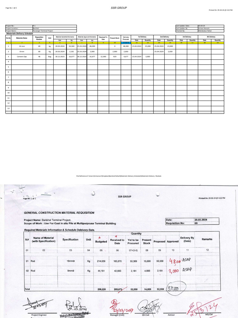 Green Cement Delivery Schedule | PDF | Computing