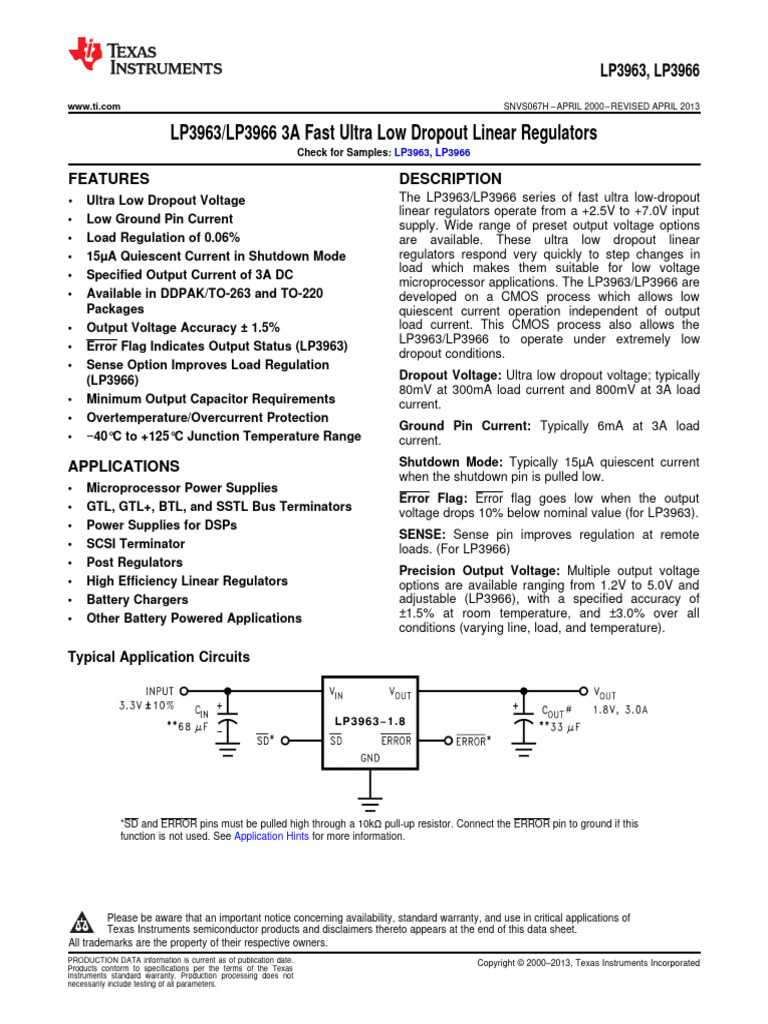 Ldo LP3963 Rpi | PDF | Diode | Cmos