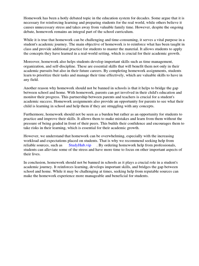 Why Homework Should Not Be Banned in Schools | PDF | Homework | Learning