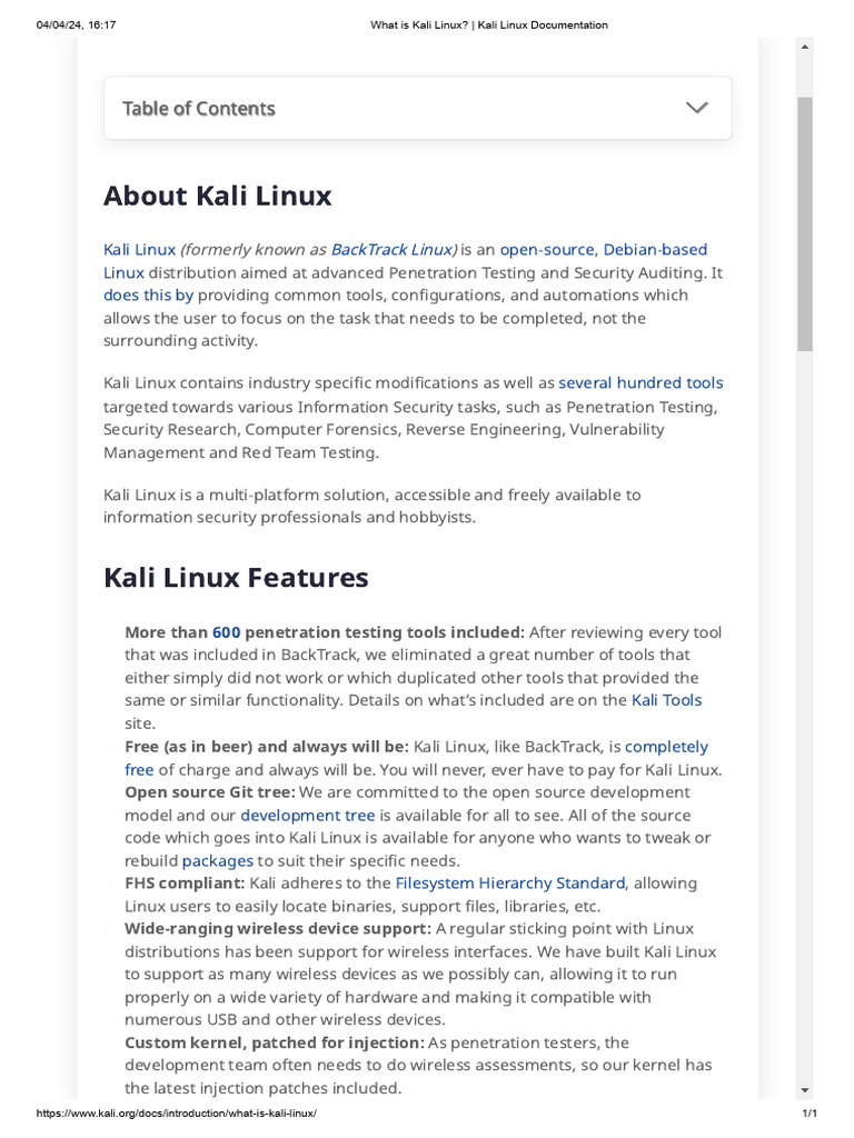 What Is Kali Linux - Kali Linux Documentation | PDF | Linux ...