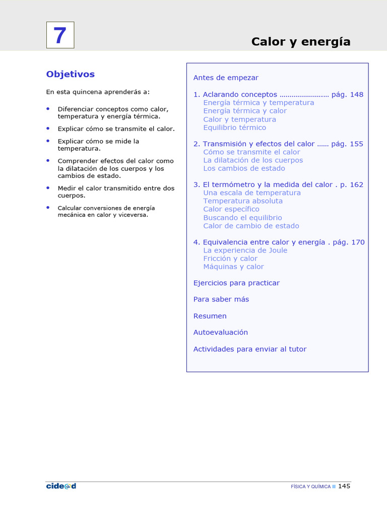 Calor y energía térmica: conceptos clave | PDF | Calor | Temperatura