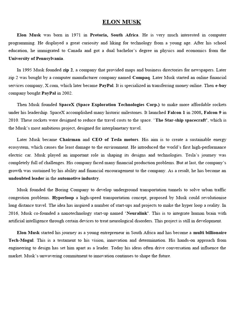 Elon Musk | PDF | Elon Musk | Space X