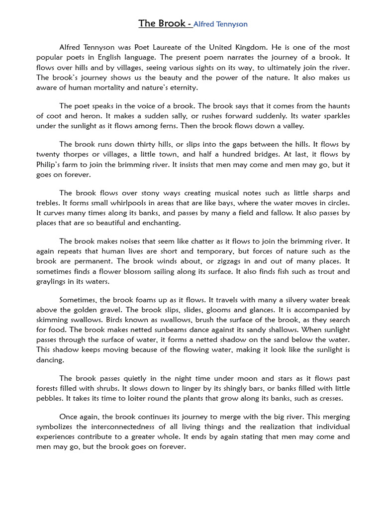 The Brook | PDF | Poetry | Classics