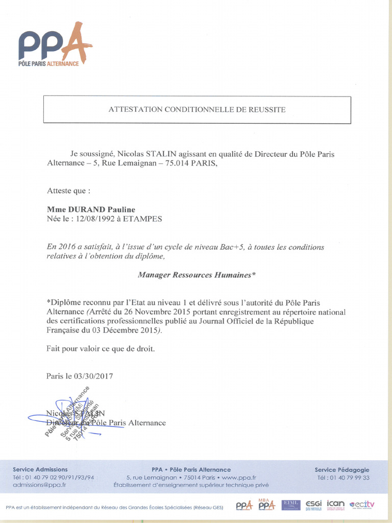 Attestation PPA | PDF