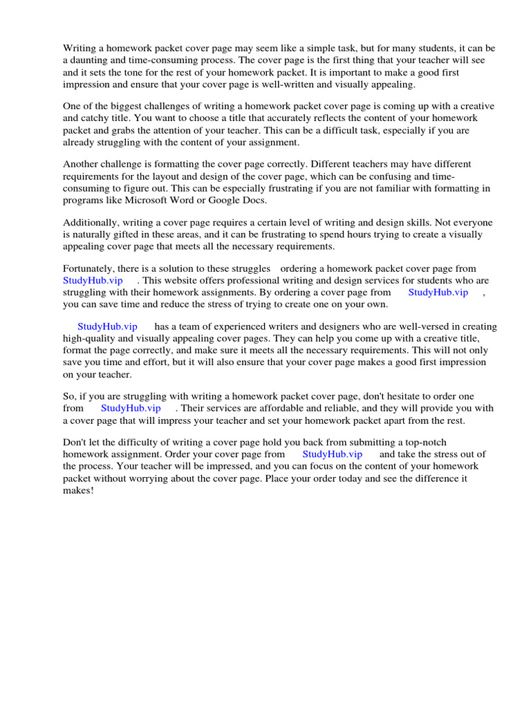 Homework Packet Cover Page | PDF | Essays | Homework