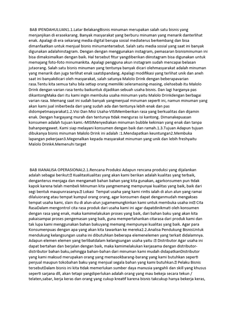 Proposal Minuman Dingin | PDF | Bisnis