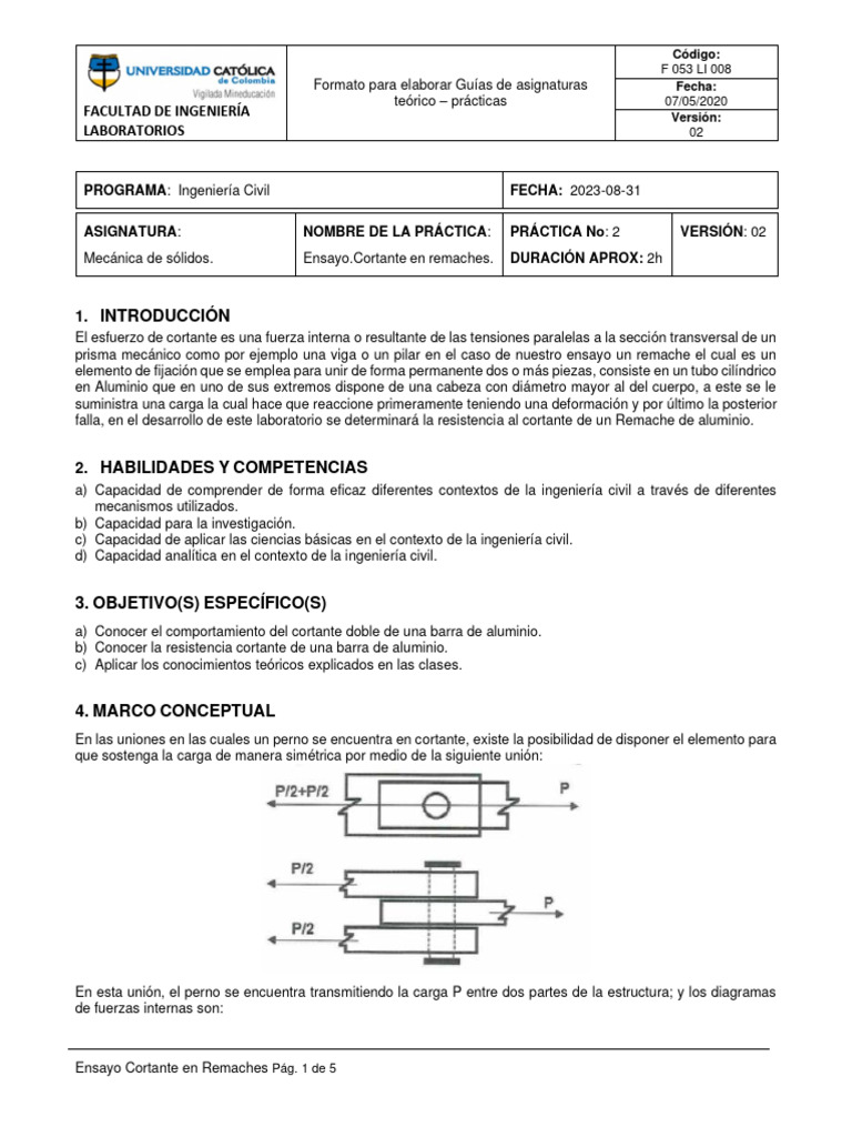 MecSólidos P02 Remaches | PDF | Remache | Tornillo