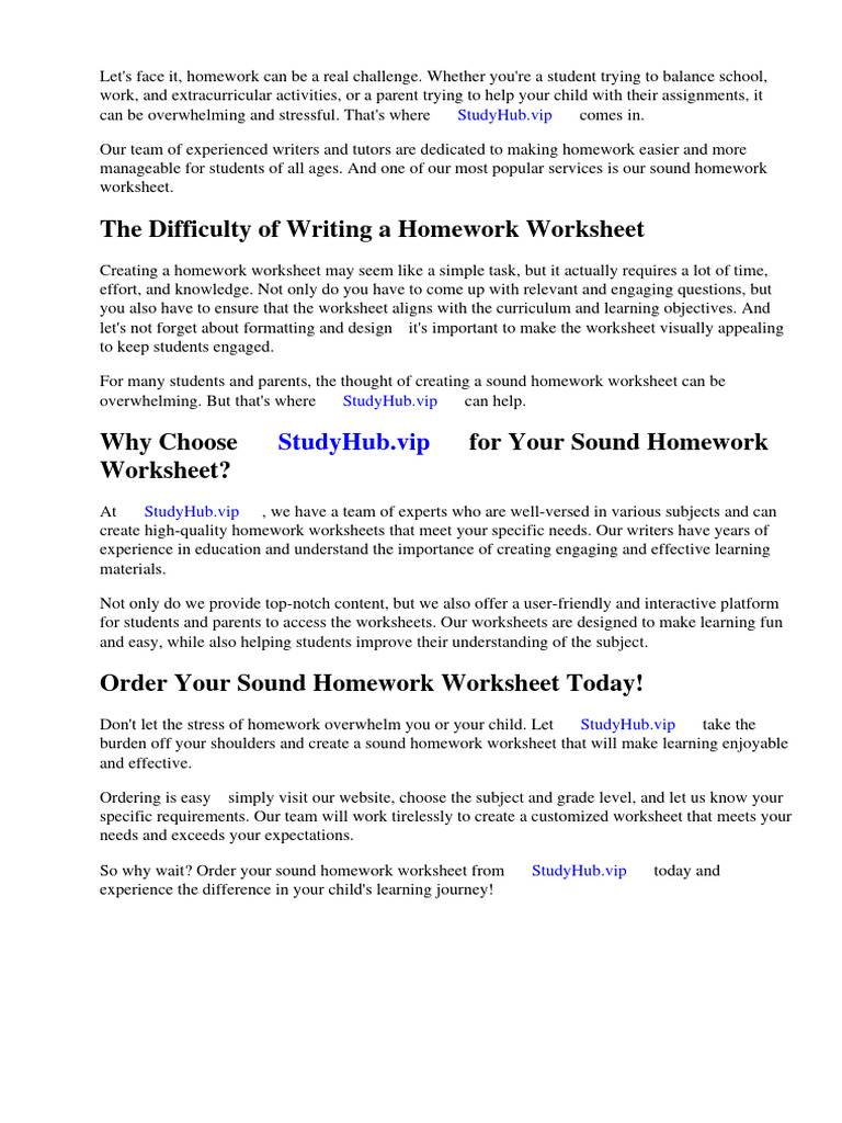 Sound Homework Worksheet | PDF | Sound | Homework
