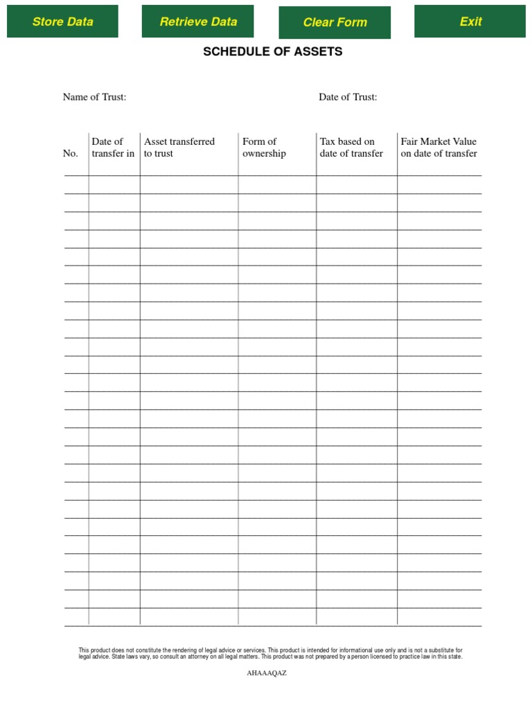 Schedule of Assets | PDF