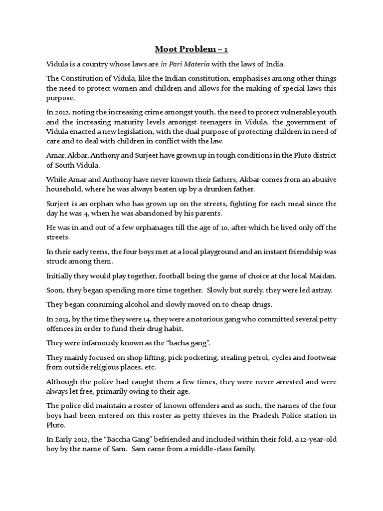 Moot Problem-1 | PDF | Juvenile Court | Public Law