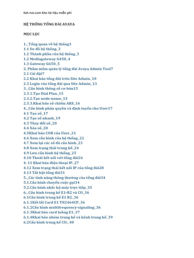 He Thong Tong Dai Avaya | PDF