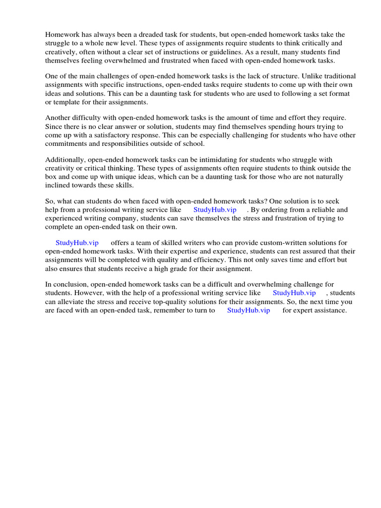 Open Ended Homework Tasks Alison Coates | PDF | Emotional Intelligence ...