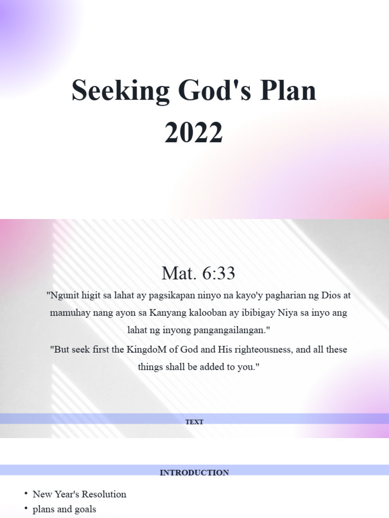 2 Seeking Gods Plan (Jan 3) | PDF
