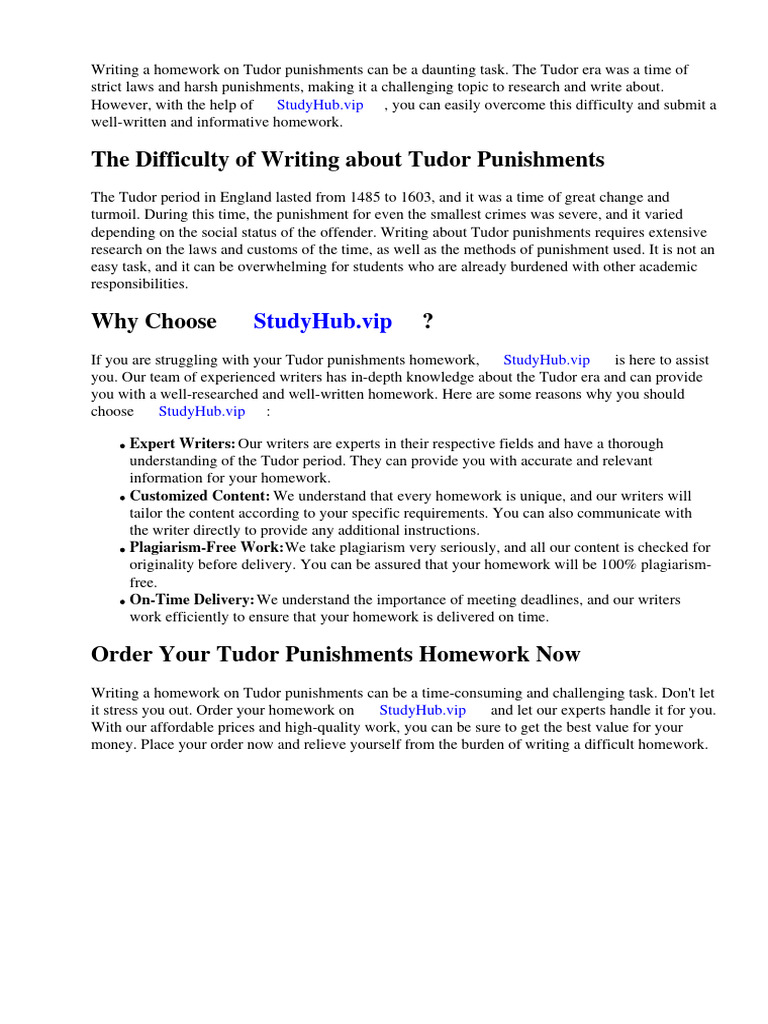Tudor Punishments Homework | PDF | Crimes | Crime & Violence