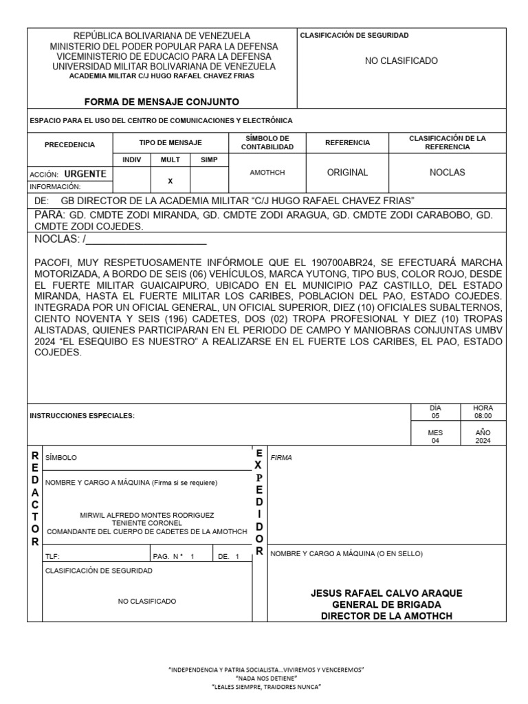 Radiograma Maniobras Zodi | PDF | Venezuela