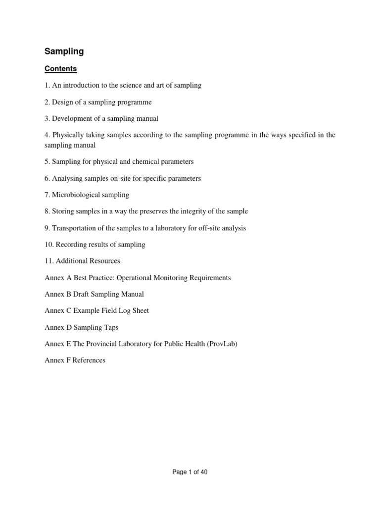Comprehensive Guide to Water Sampling | PDF | Drinking Water | Water ...