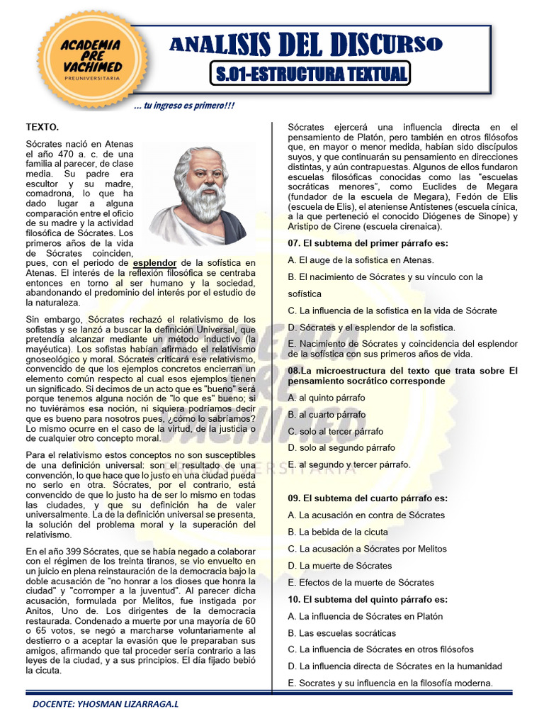 Practica-Analisis Del Discurso-Estructura Textual | PDF | Sócrates ...
