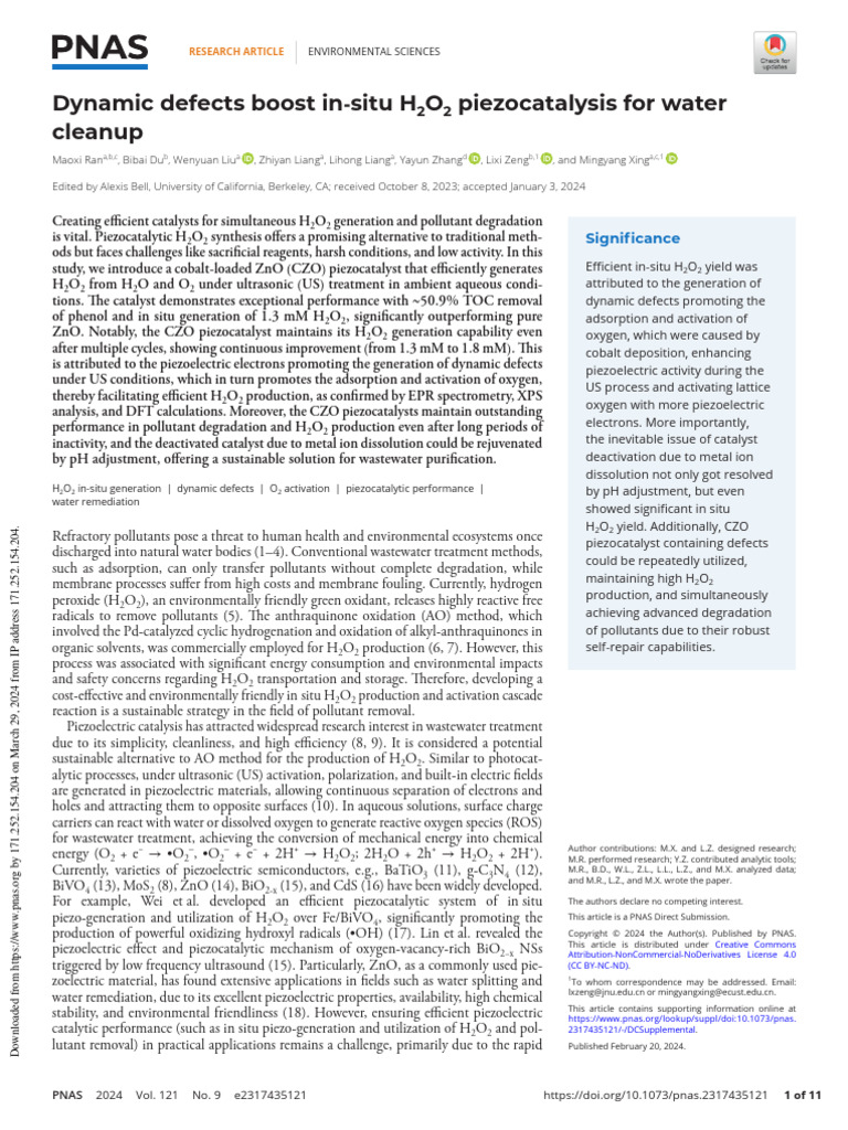 Liang Et Al 2024 Dynamic Defects Boost in Situ H2o2 Piezocatalysis For ...