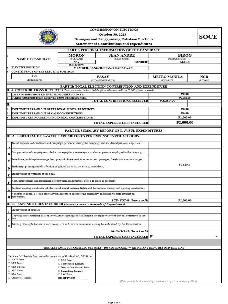 Moron, Form 1 | Download Free PDF | Expense | Elections
