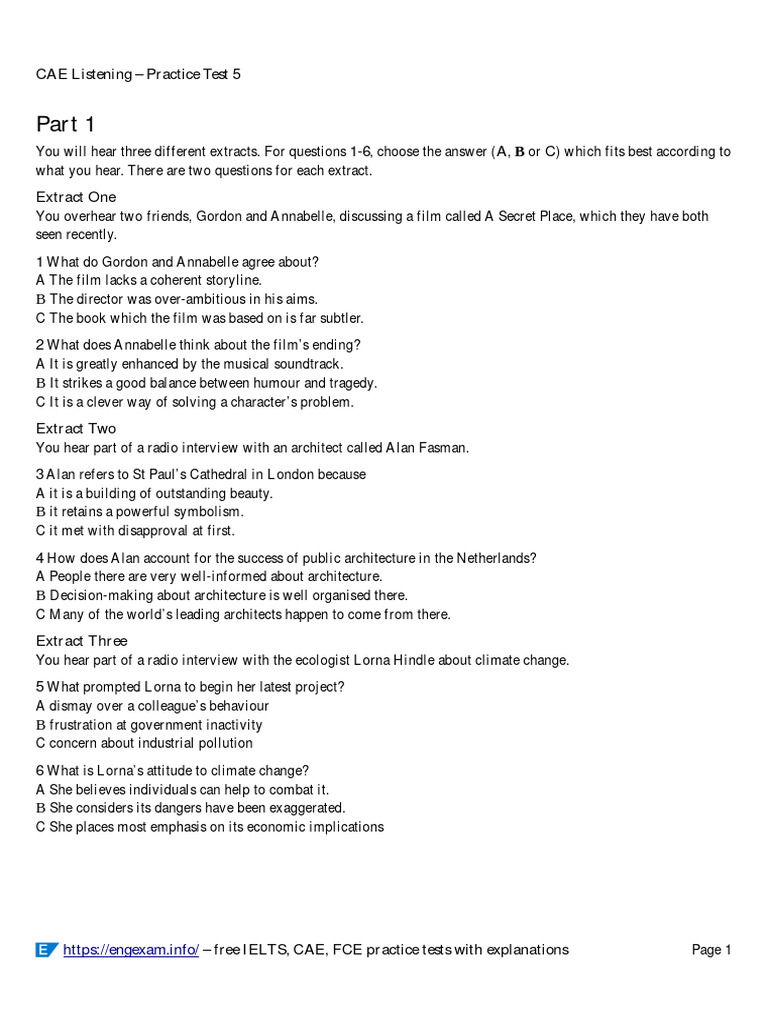 CAE Listening Practice Test 5 Printable v2 | PDF | Mount Everest ...