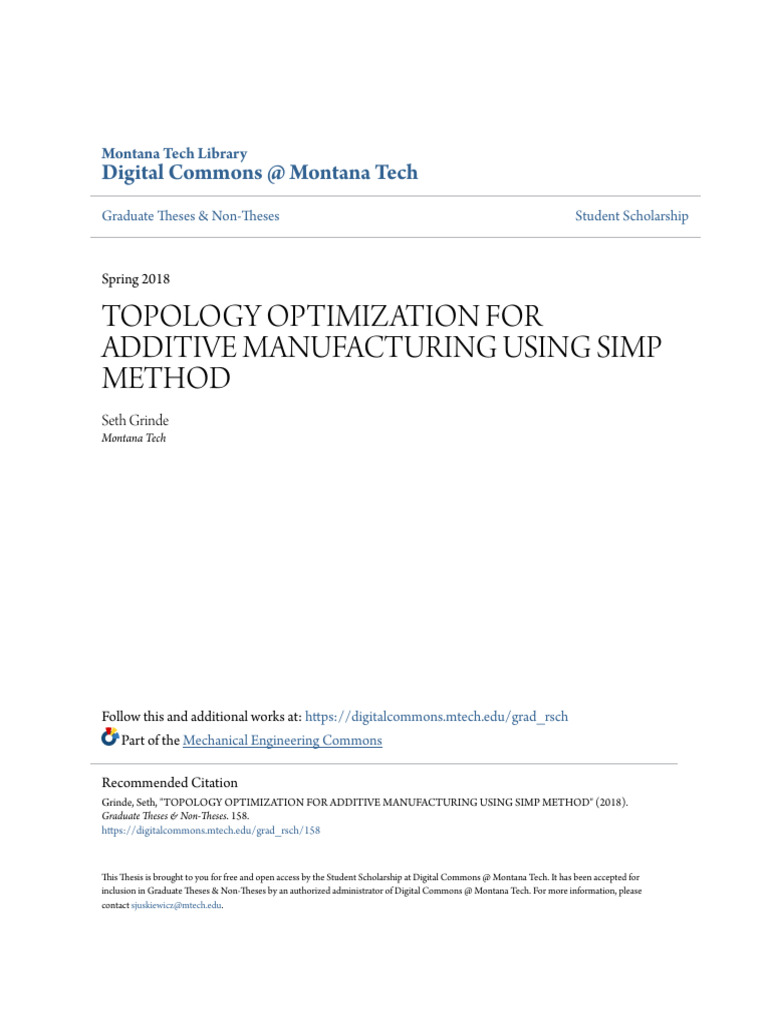 Topology Optimization For Additive Manufacturing Using Simp Metho Pdf Mathematical