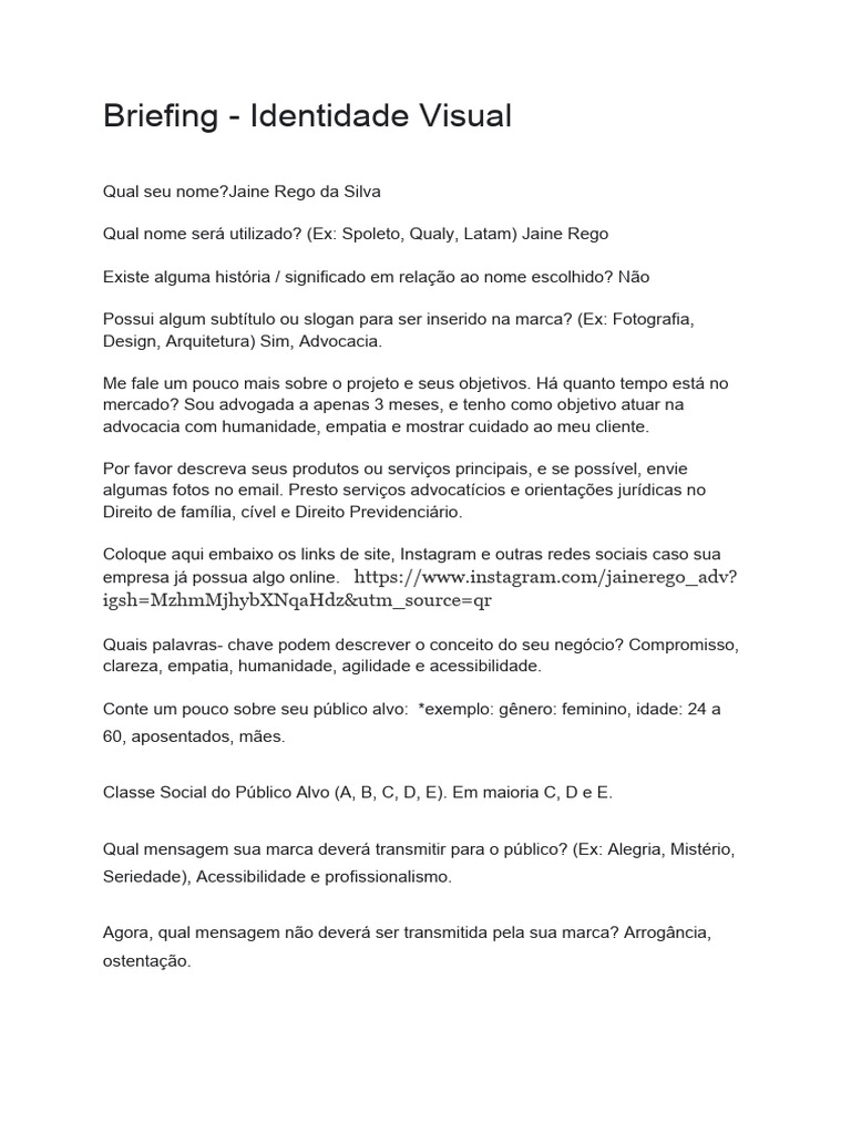 Briefing - Identidade Visual | PDF | Marca | Advogado