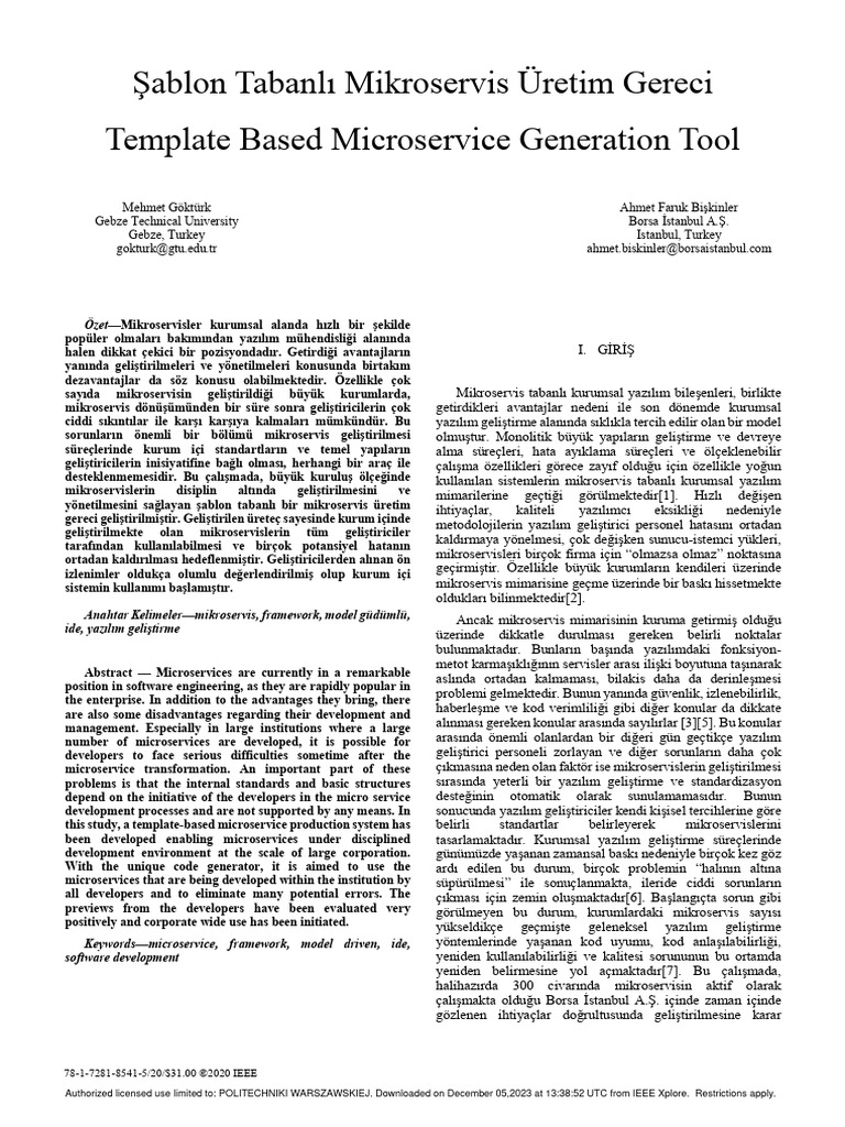 Template Based Microservice Generation Tool | PDF