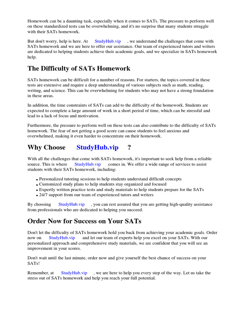 Sats Homework | PDF | Sat | Homework