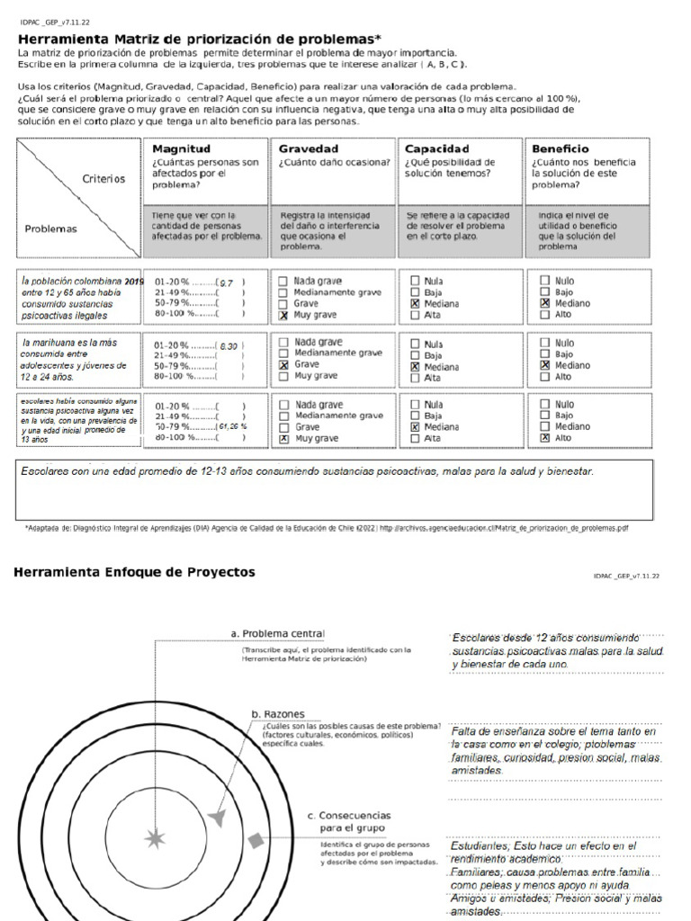 Matriz de Priorizacion de Problemas (Sustancias Psicoactivas) | PDF