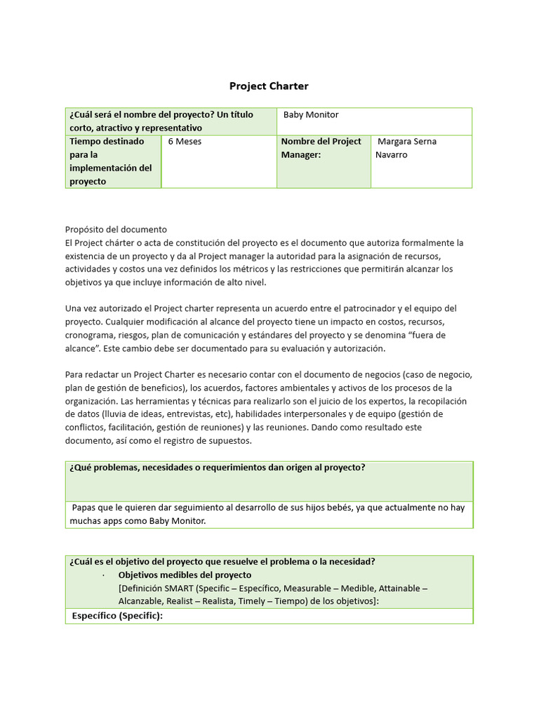 Project Charter | PDF | Aplicación movil | Software de la aplicacion