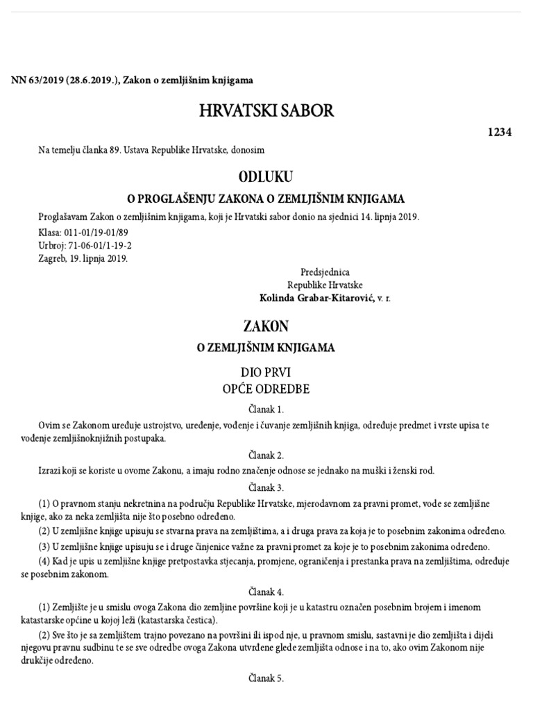 Zakon o Zemljišnim Knjigama | PDF