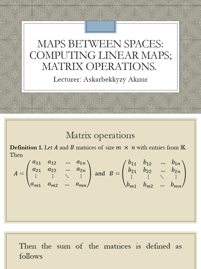 Lec6 Maps Between Spaces (Matrix) | PDF | Matrix (Mathematics ...