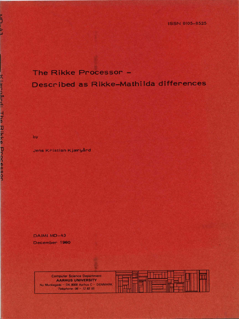 MD-43 The Rikke Processor Described As Rikke-Mathilda Differences Dec80 | PDF | Computer ...