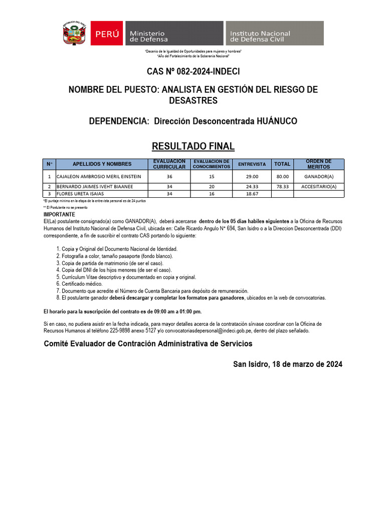 Resultado Final CAS 0082 2024 | PDF