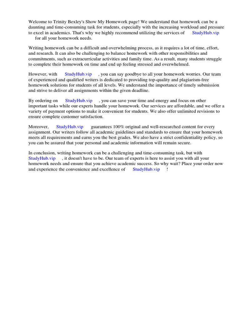 Trinity Bexley - Show My Homework | PDF | Homework | Blog