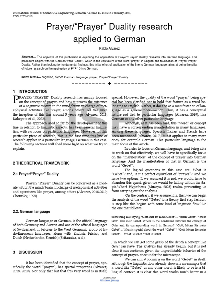 Prayer Prayer Duality Research Applied To German | PDF | Linguistics | Prayer