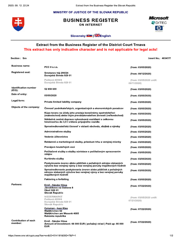 Kiss Coloman PCC 8 Sro | PDF